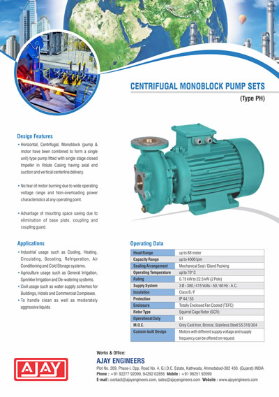 Centrifugal Monoblock Pump Sets - Ajay Engineers
